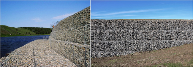 Hexagonal Wire Cage Stone Retaining Walls , Stone Filled Metal Box Cages