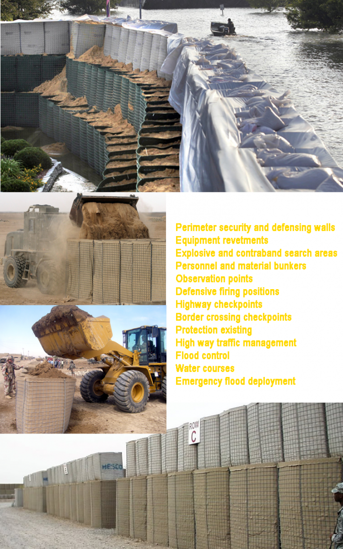Galvanized Sand Filled Army Barrier For Soldier Protection Retaining Wall