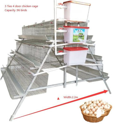 120 Birds Hot Dipped Galvanized Commercial Layer Cages 3 Tiers 4 Doors ...