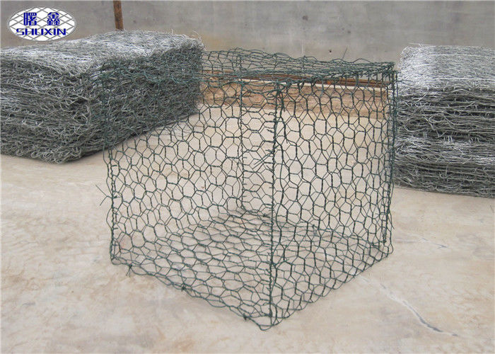 Plastic Coated Gabion Wall Cages / Hexagonal Rock Filled Gabion Cages Plastic Coated Gabion Wall Cages / Hexagonal Rock Filled Gabion Cages