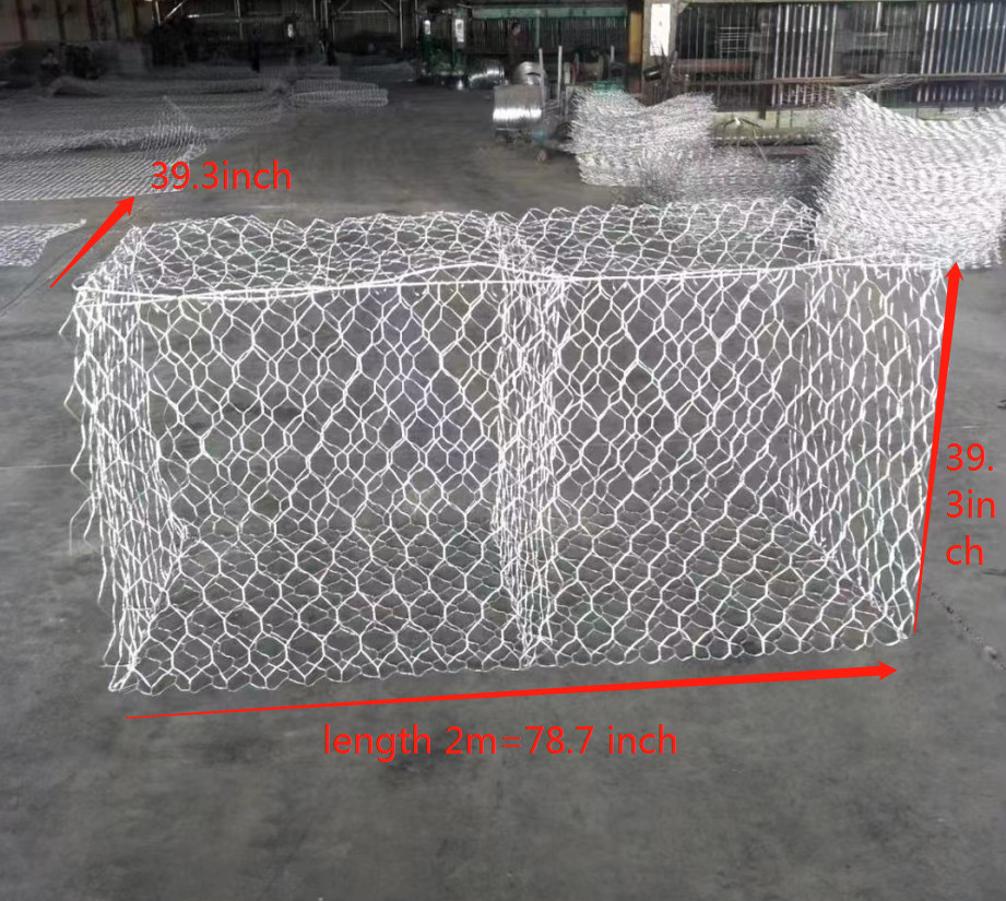 Standard 1x1x2m 3.05mm 80x100mm Gabion Wire Basket For Construction ...