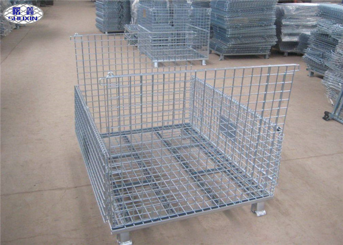 Metal Storage Wire Mesh Pallet Cages Basket Foldable Lockable COC ...